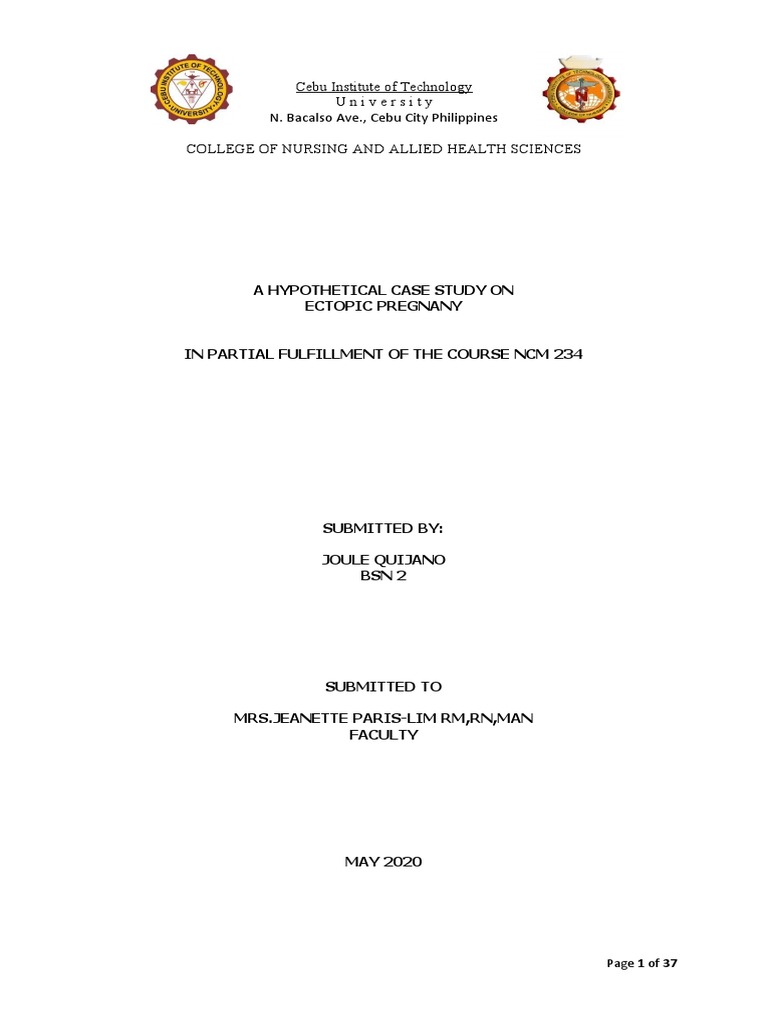 Case Study Ectopic Pregnancy | PDF | Uterus | Ovary