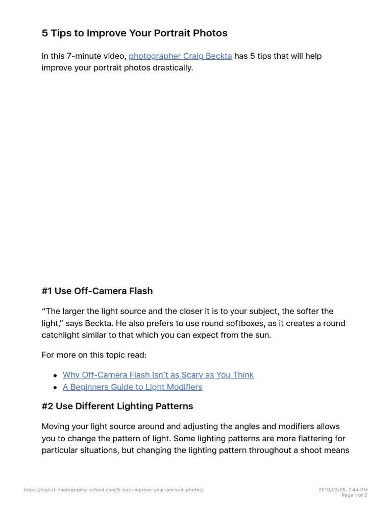 5 Tips To Improve Your Portrait Photos | PDF | Exposure (Photography ...
