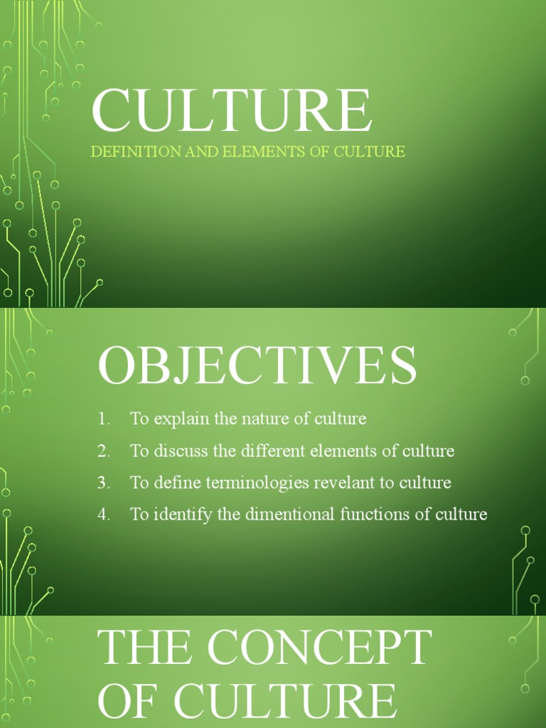 Culture: Definition and Elements of Culture | PDF