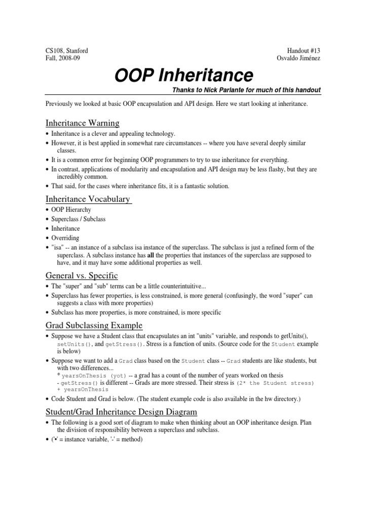 13 Oopinheritance Pdf Inheritance Object Oriented Programming Constructor Object