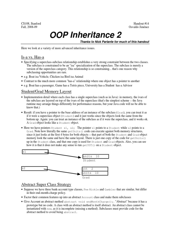 OOP Inheritance 2: Is-A vs. Has-A | PDF | Class (Computer Programming) | Inheritance (Object ...