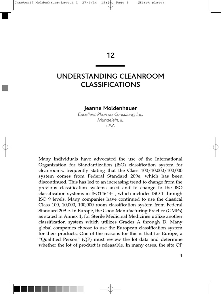 2 Understanding Cleanroom Classification Pdf Pdf Chemicals Nature