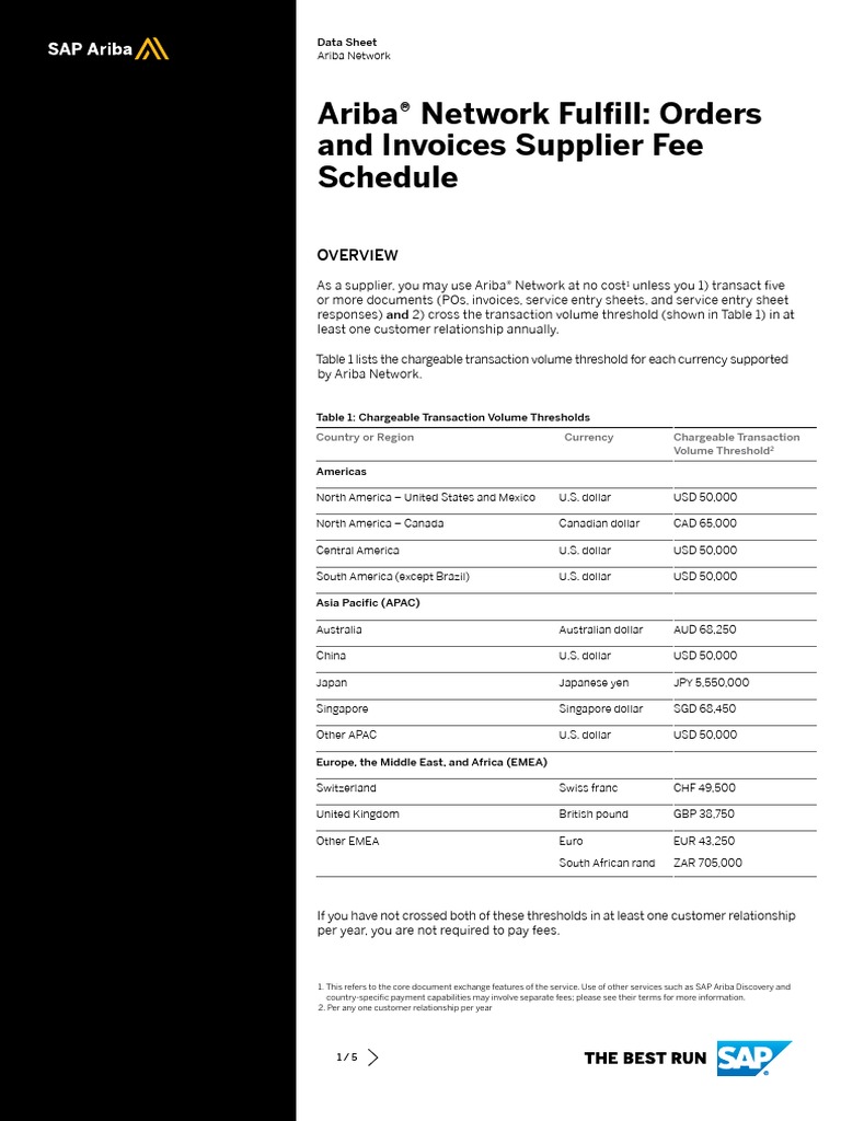 Ariba Network Fulfillment Orders and Invoices Supplier Fee Schedule ...