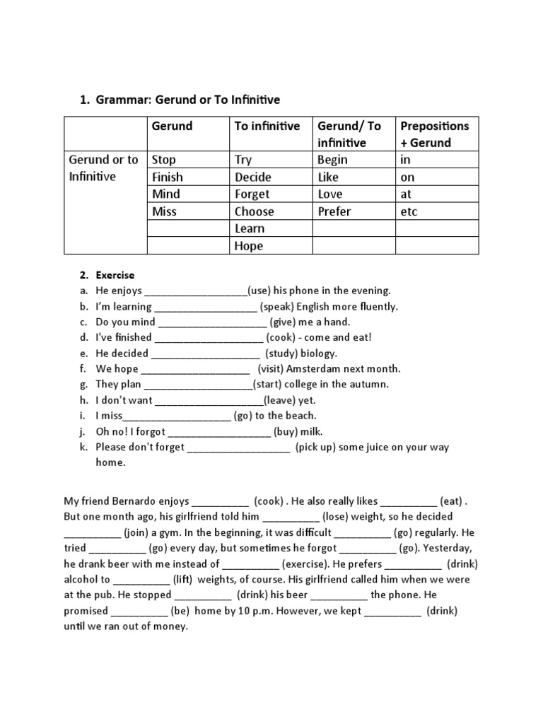 Gerunds vs. Infinitives: Usage Guide | PDF