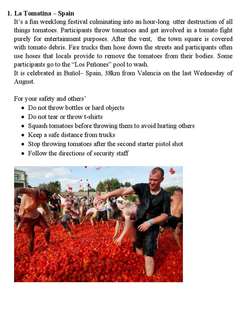La Tomatina - Spain | PDF | Festival | Entertainment Events