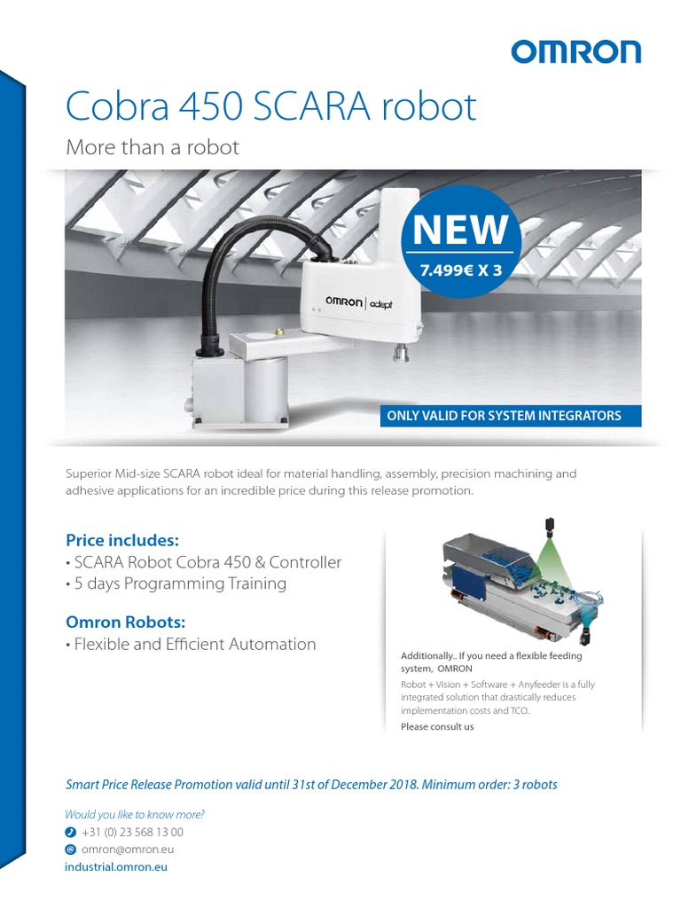 Cobra - 450 - Scara - Flyer For System Integrators | PDF