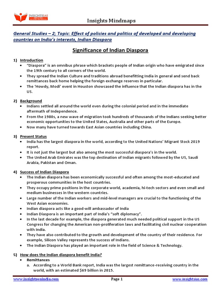Indian Diaspora: Global Impact and Benefits | PDF | Migrant Worker ...