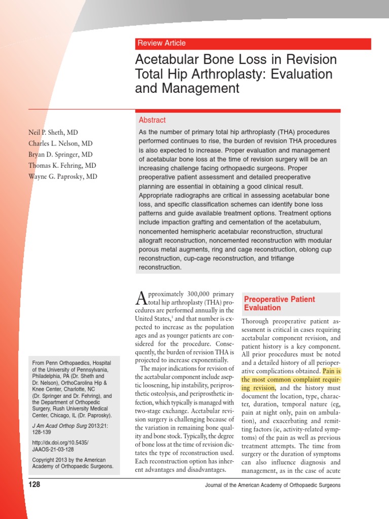 Acetabular Bone Loss in Revision Total Hip.2 | PDF | Medical ...