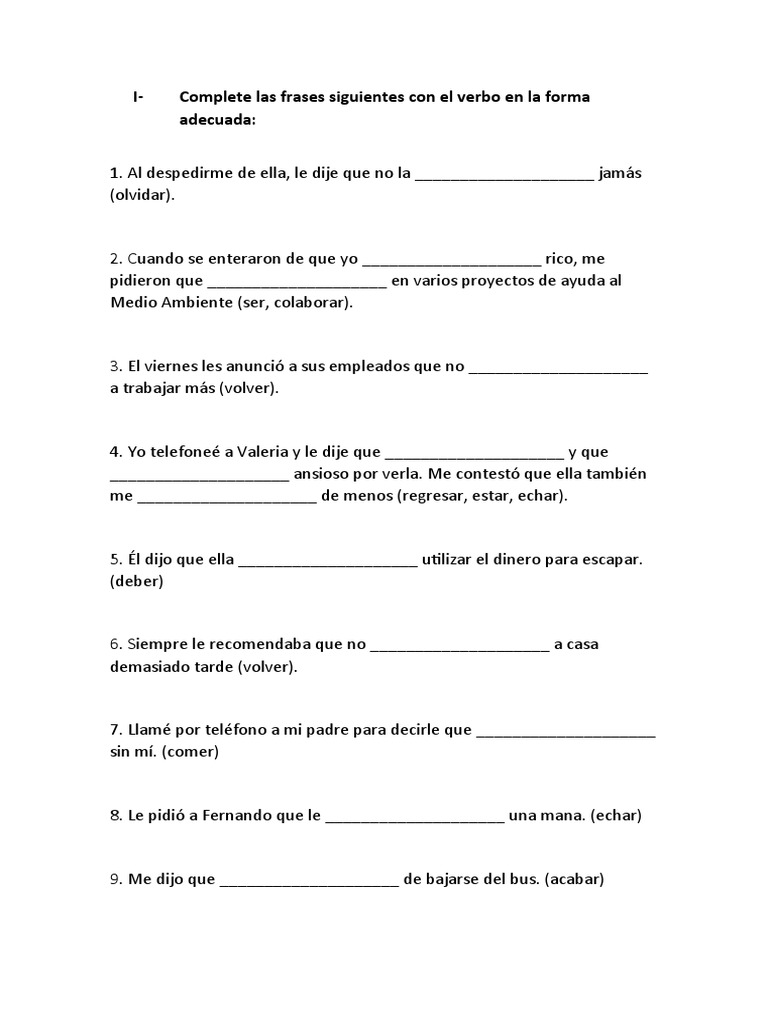 Ejercicios Estilo Indirecto | PDF