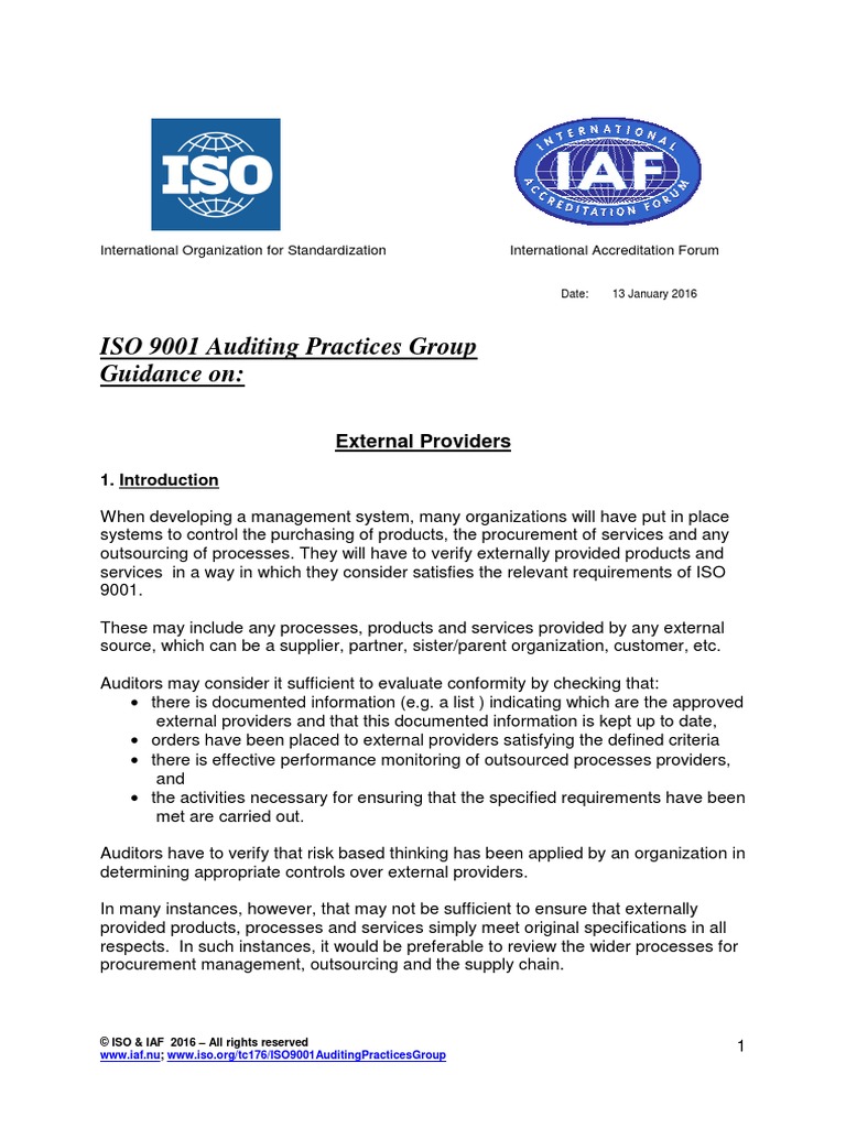 APG ExternalProviders2015 PDF | PDF | Iso 9000 | Audit
