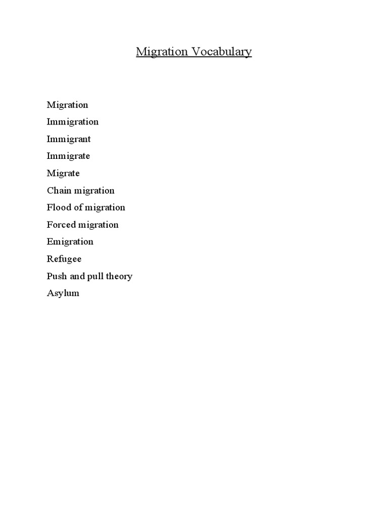 Migration Vocabulary | PDF