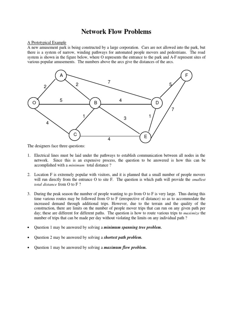 Network Flow Problems: Total Distance From O To F ? | PDF | Discrete ...