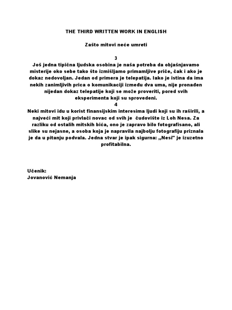 The Third Written Work in English | PDF