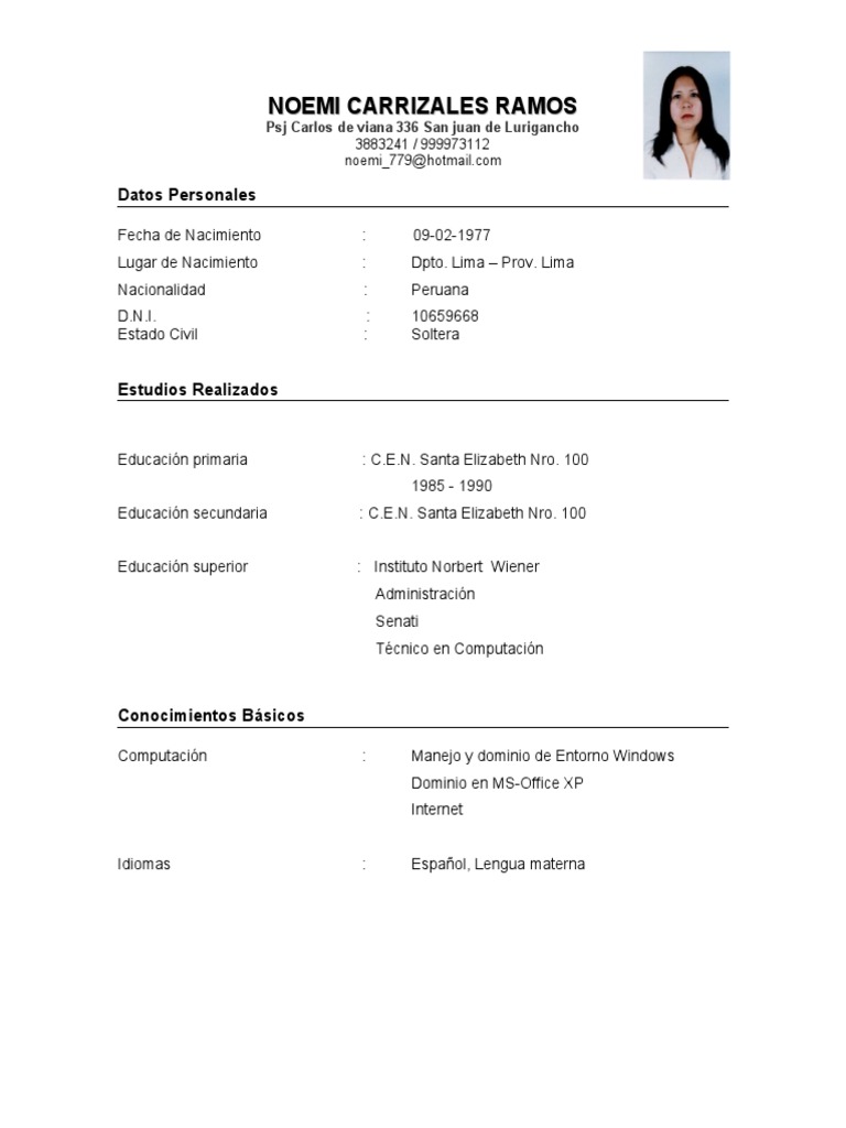 Modelo Curriculum Vitae | PDF | Servicio al Cliente | Al por menor
