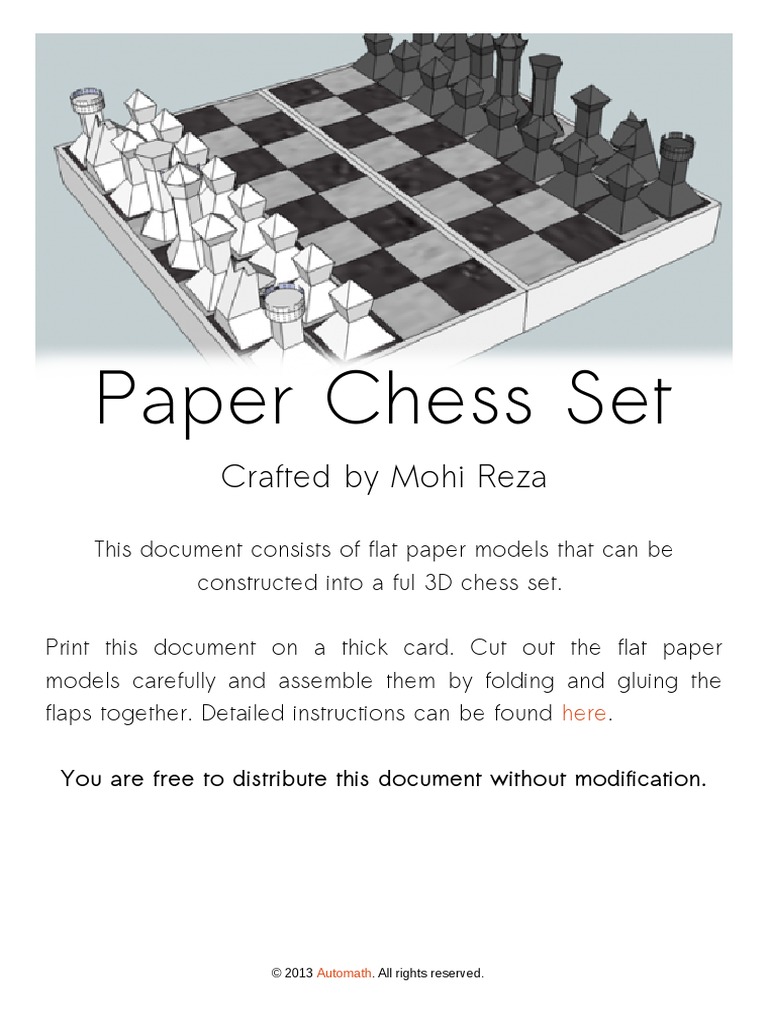 Paper Chess Set: Crafted by Mohi Reza | PDF