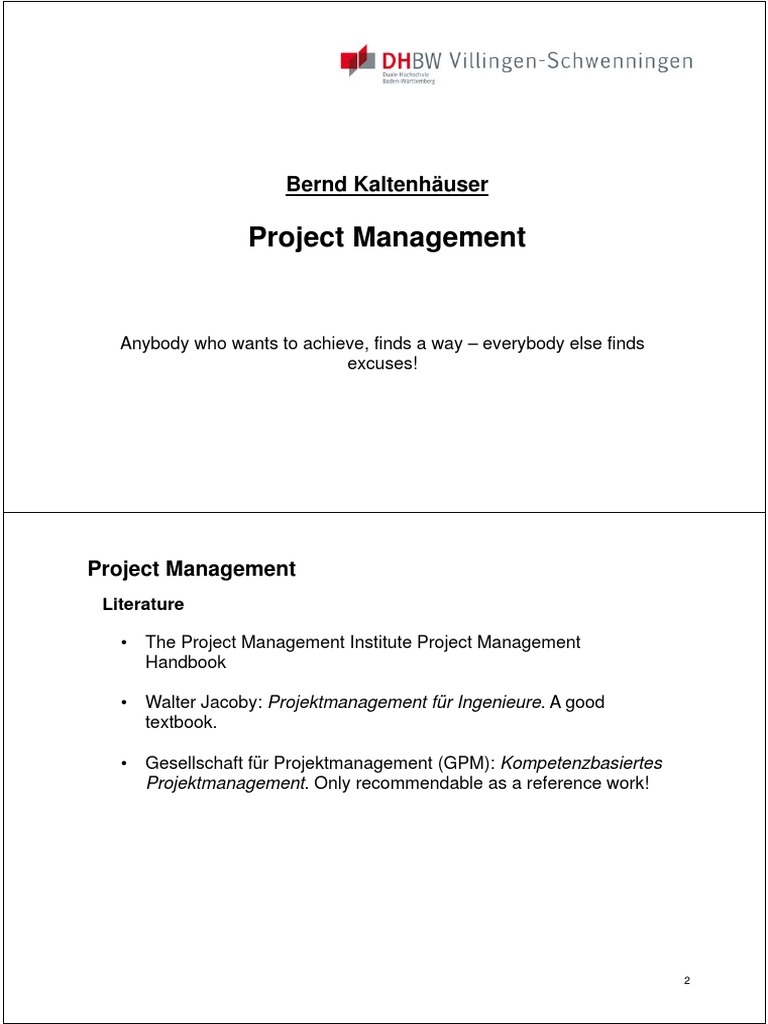 Project Management - Handout | PDF | Prototype | Project Management