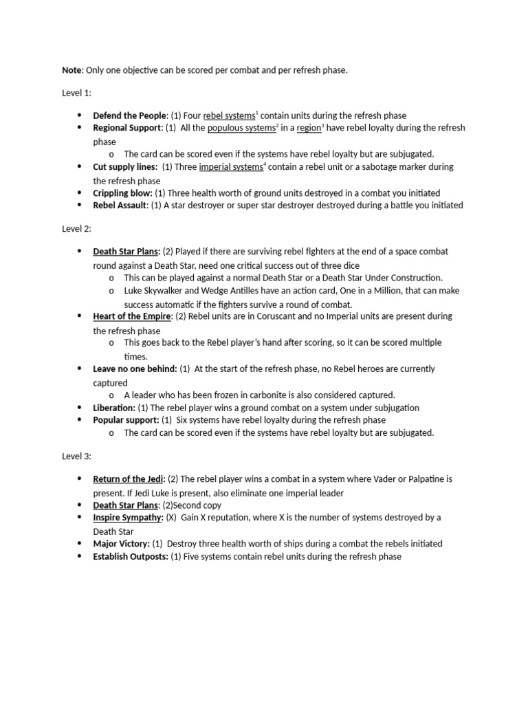 Objective Cards | PDF | Luke Skywalker | Space Opera