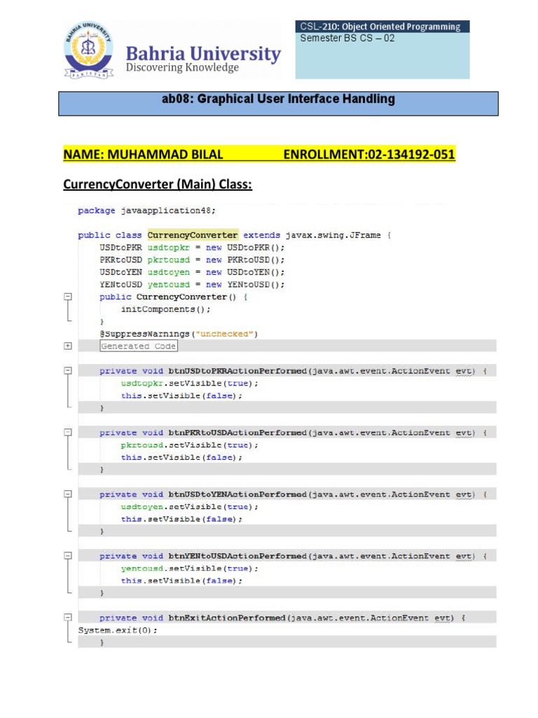 Object Oriented Programming Lab 08 | PDF
