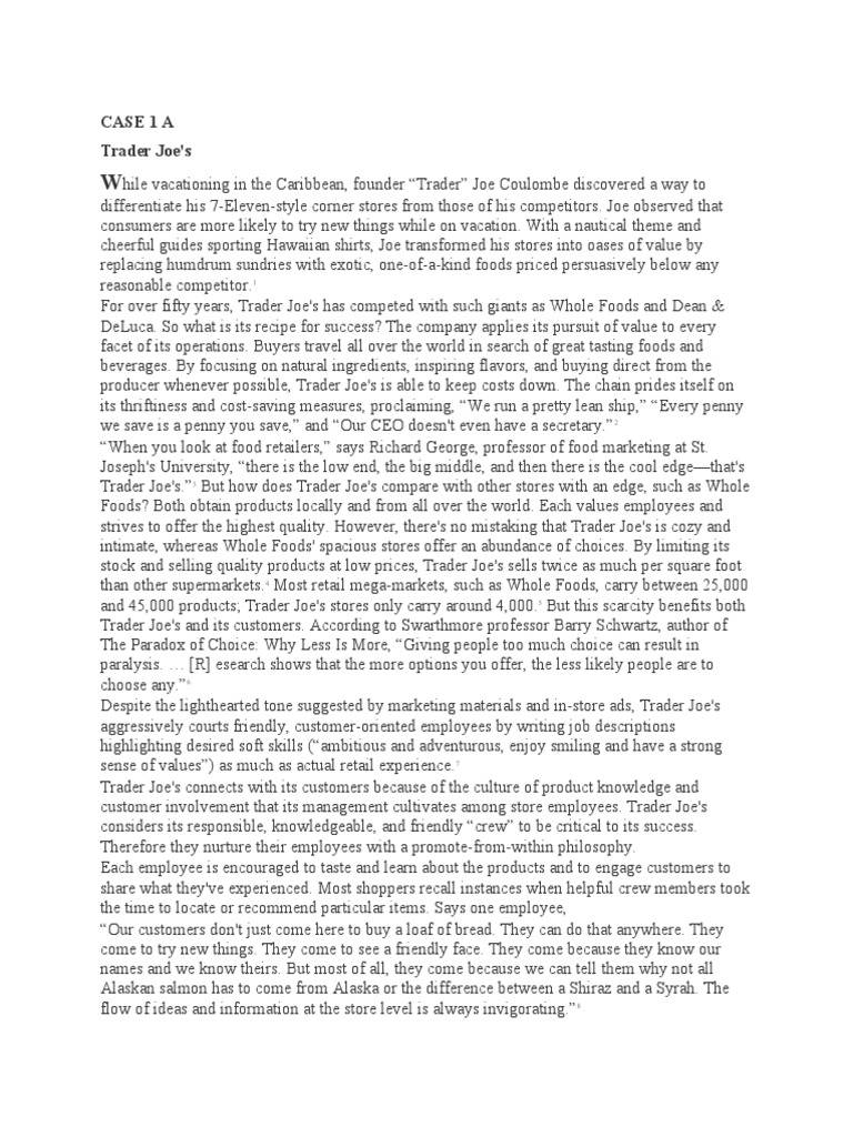 Case 1 - Trader Joe's | PDF | Grocery Store | Retail