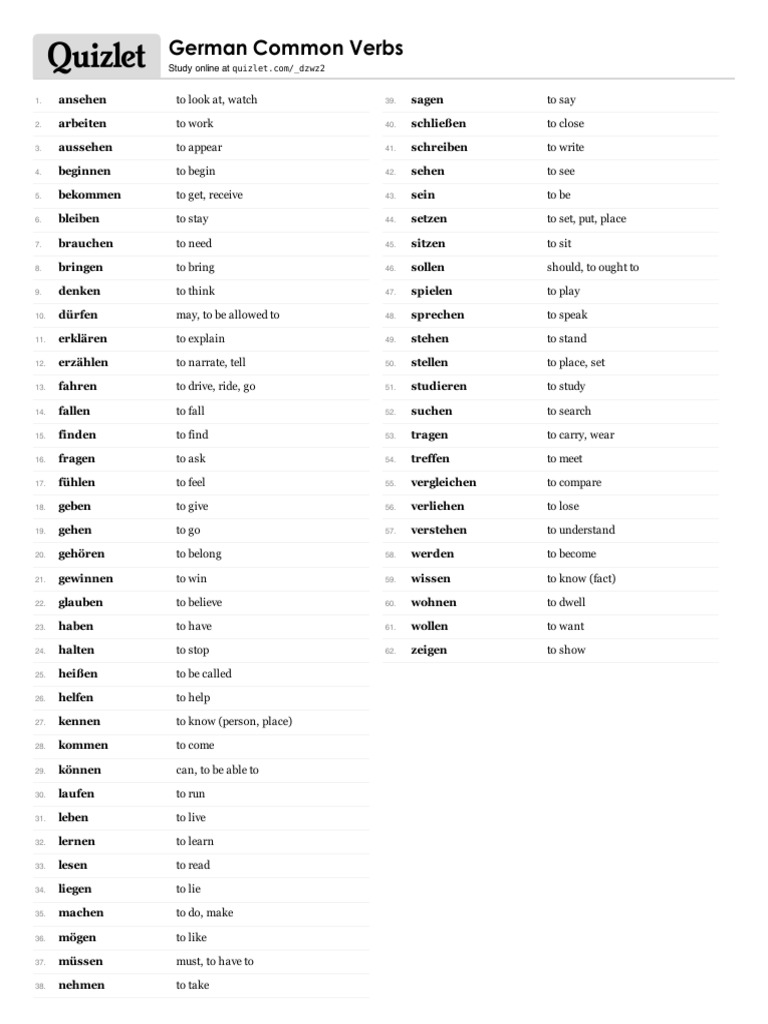 1 - German Common Verbs PDF | PDF