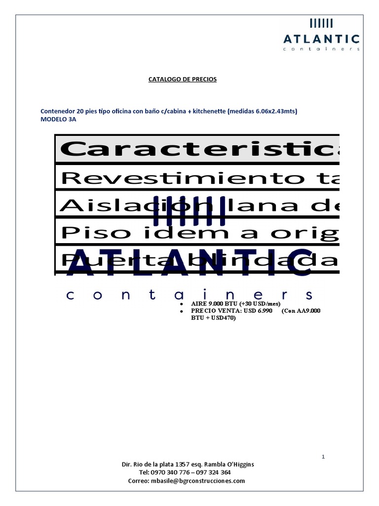Catalogo Atlantic Containers Con Precio Venta R2 | PDF | Science | Ciencia y Tecnología