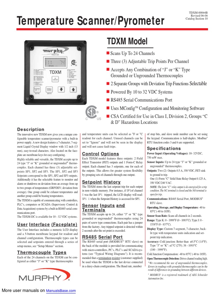 Temperature Scanner - Pyrometer TDXM | PDF | Thermocouple ...