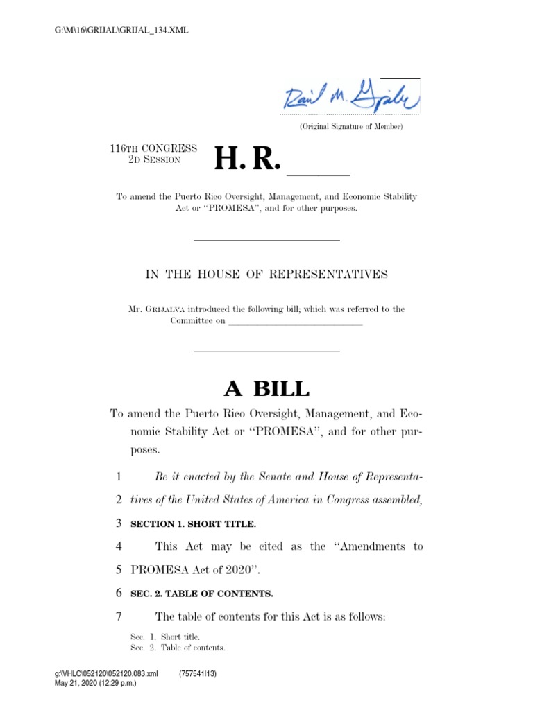 Amendments To PROMESA Act Bill Language | PDF | United States Code ...