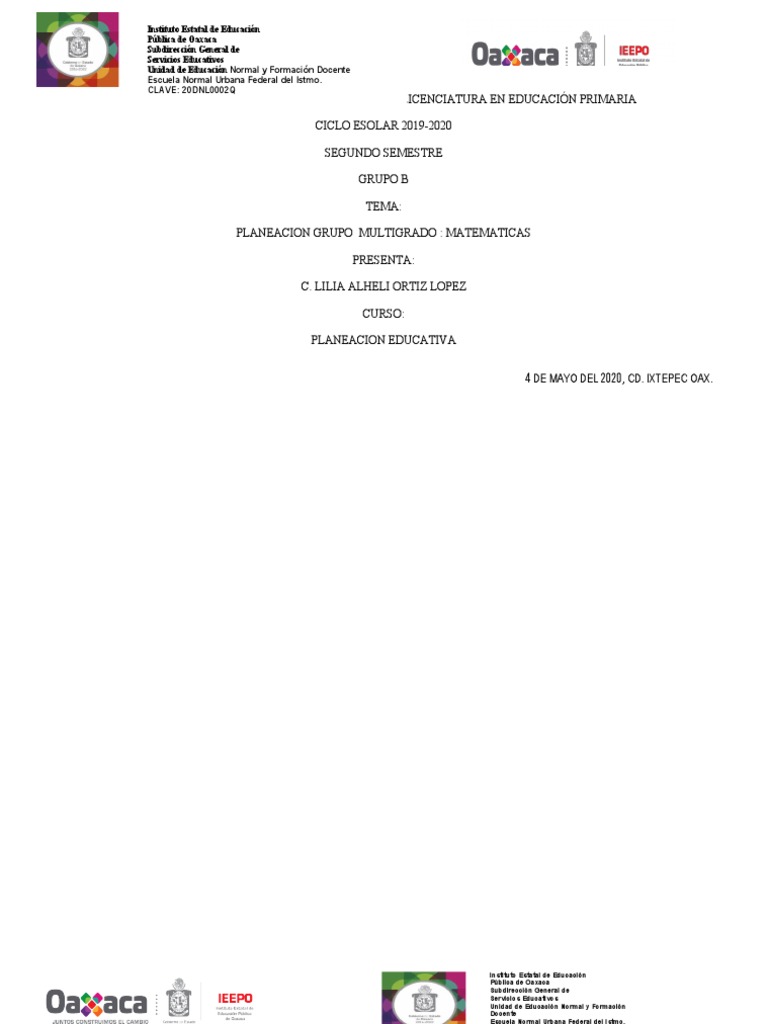 Planeacion De Matematicas Primer Ciclo Pdf Educación Primaria