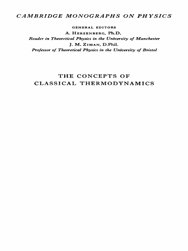 Buchdahl - The Concepts of Classical Thermodynamics PDF | PDF