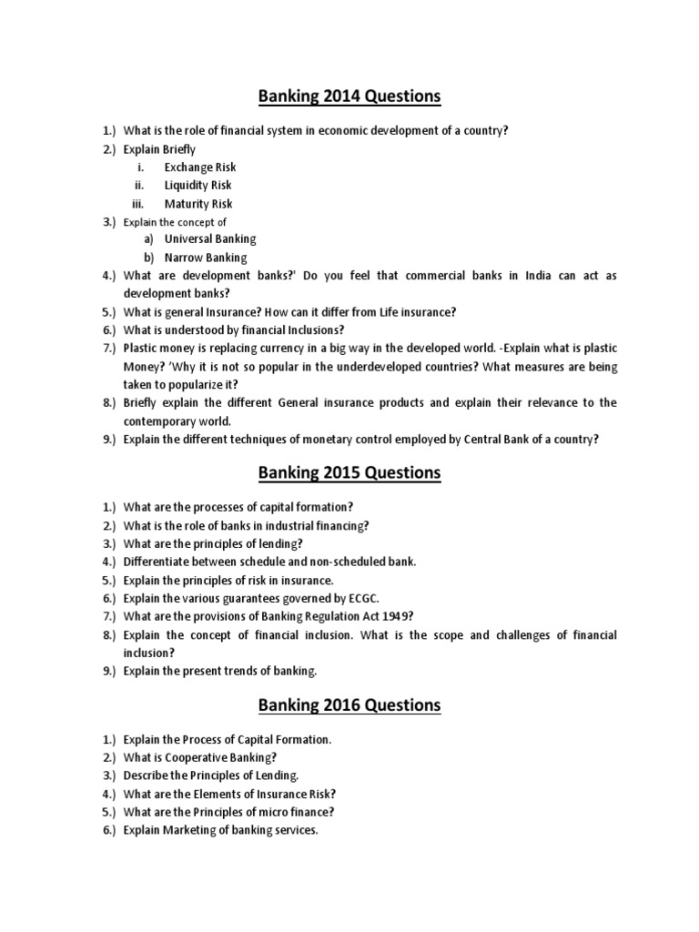 Banking 2014 Questions: Explain The Concept of | PDF | Banks | Money