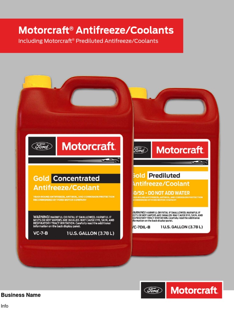 Motorcraft Antifreeze/Coolants | PDF | Vehicle Parts | Vehicle Technology