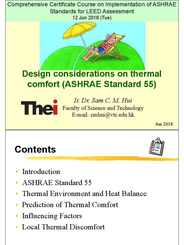 ASHRAE Standards For LEED Assessment Thermal Comfort PDF | PDF ...