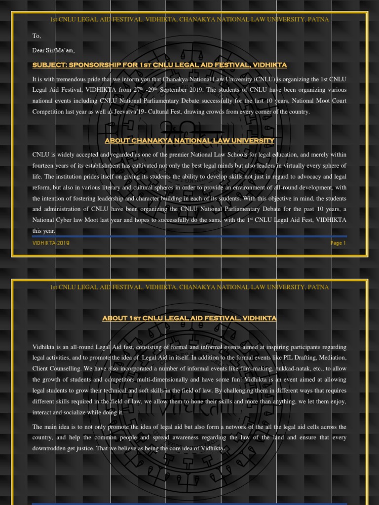 1St Cnlu Legal Aid Festival, Vidhikta, Chanakya National Law University ...