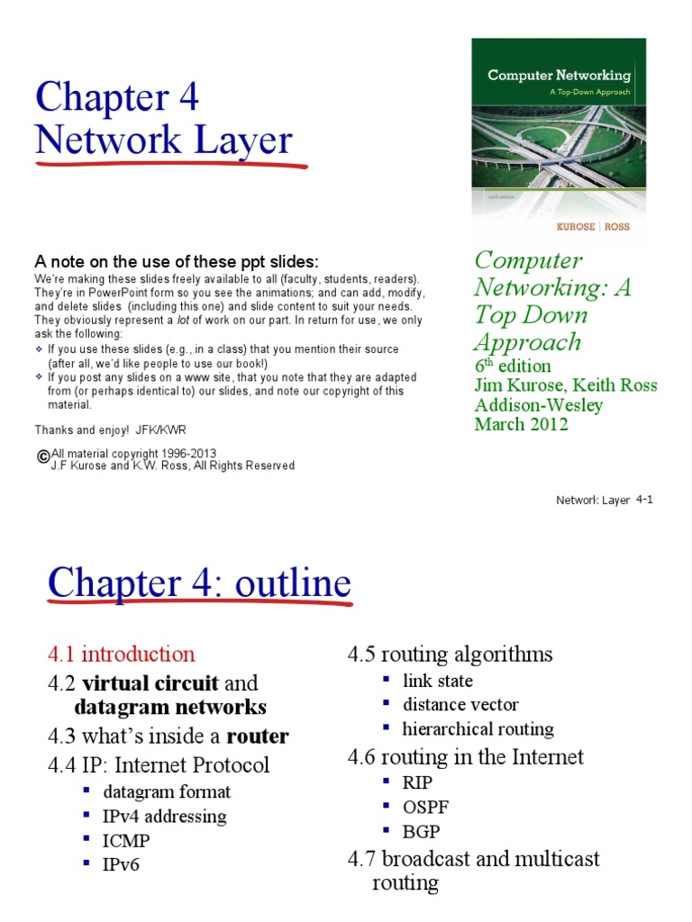 Network Layer: Computer Networking: A Top Down Approach | PDF | Internet Protocols | Routing