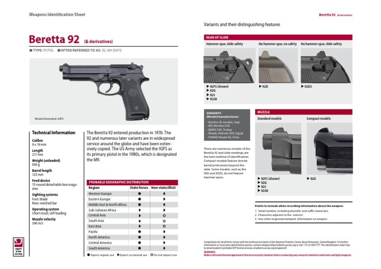 SAS - Weapons Pistols Beretta92 | PDF | Firearms | Projectile Weapons