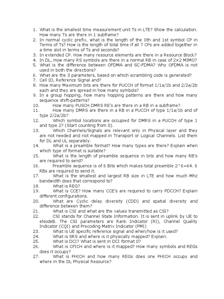 L1 Interview Questions | PDF | Wireless | Broadcasting