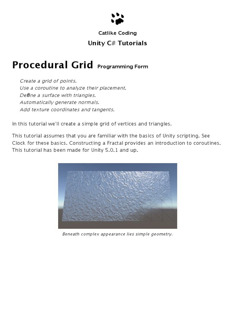Procedural Grid: Unity C# Tutorials | PDF | Shader | Texture Mapping