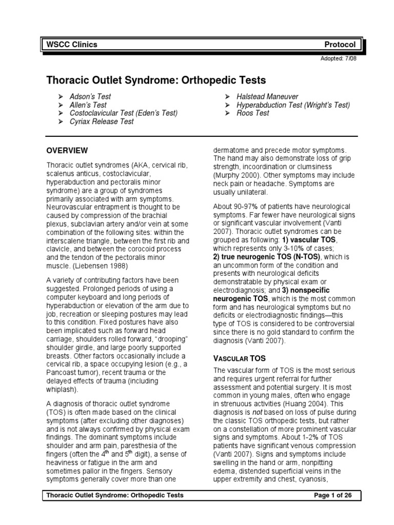 Thoracic - Outlet - Syndrome TOS NEW | PDF | Medicine | Human Anatomy