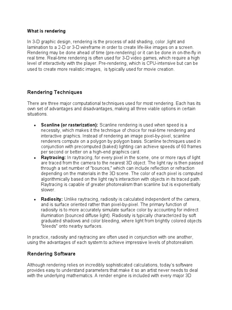 Rendering | PDF | Rendering (Computer Graphics) | 3 D Computer Graphics