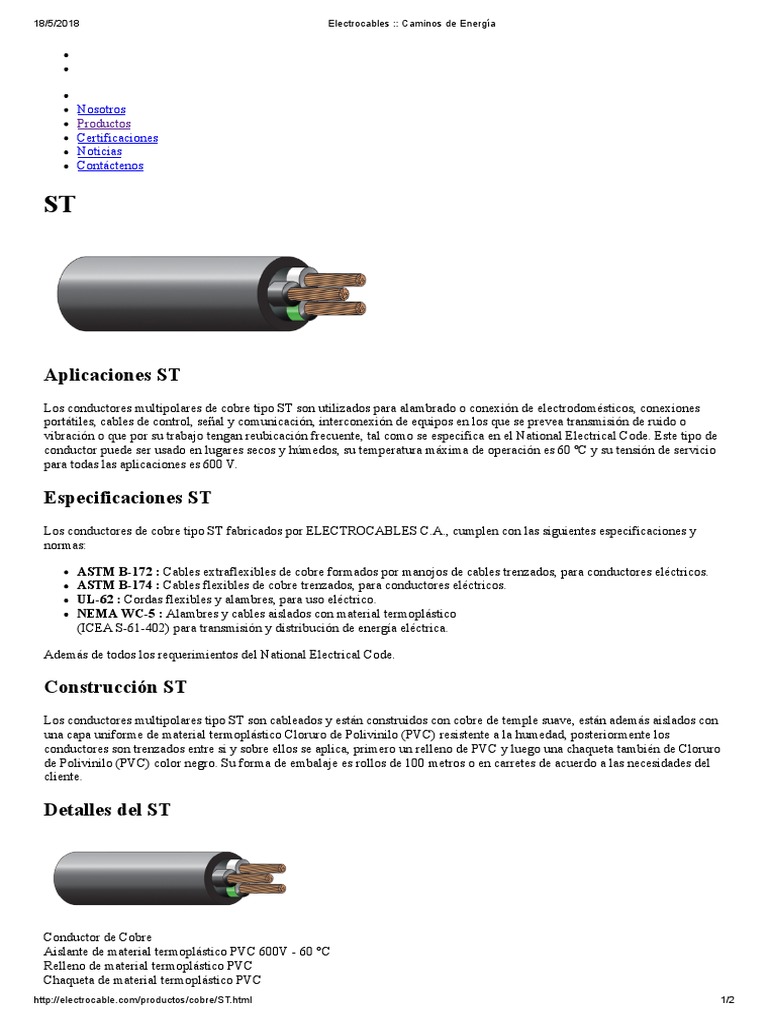 ST Electrocables | PDF | Cloruro de polivinilo | Cobre
