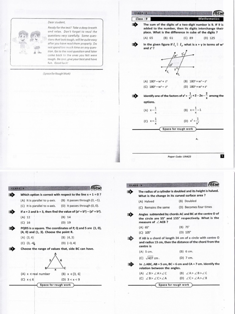 NSTSE Class-9 Sample Paper 2016-2017 | PDF