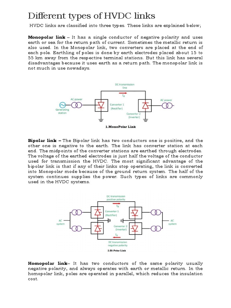 Types of HVDC Links: Monopolar, Bipolar, Homopolar | PDF | High Voltage ...