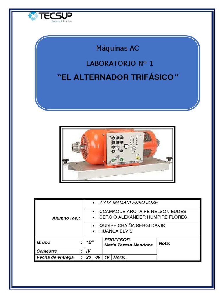 Lab N°01 El Transformador Trifasico | PDF | Generador eléctrico ... Lab N°01 El Transformador Trifasico | PDF | Generador eléctrico ...