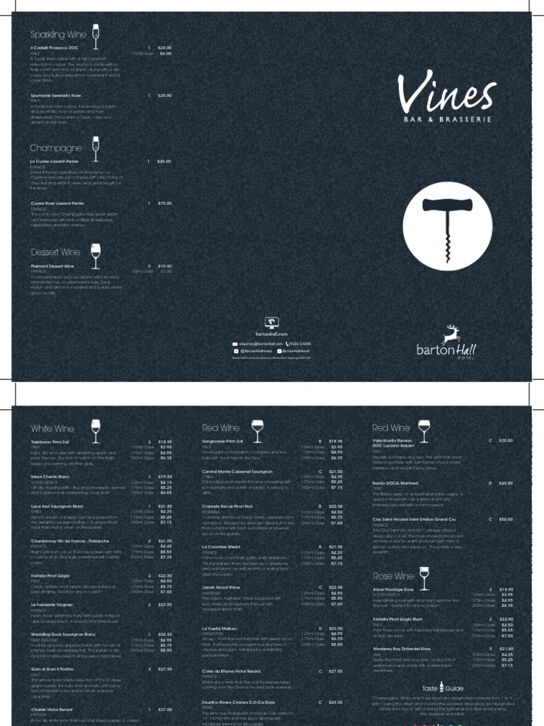 Vines Wine Menu 2019pdf | PDF | Aroma Of Wine | Wine