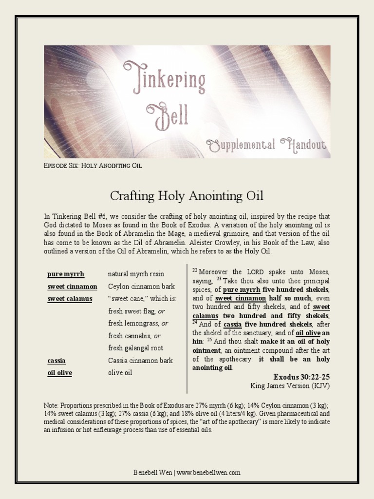 Tinkering Bell Episode 06 Holy Anointing Oil Recipe Instructions PDF ...