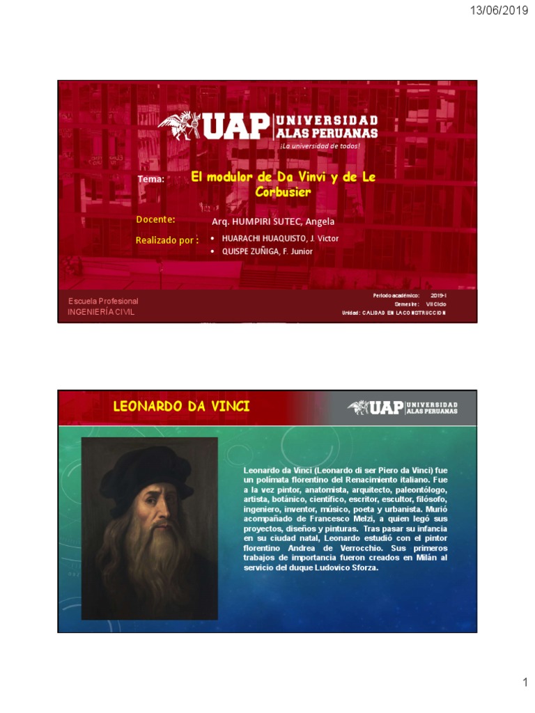 Diapositivas Del Modulor | PDF | Leonardo Da Vinci | Medios de arte