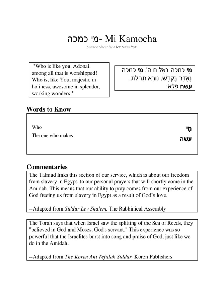 Mi Kamocha: Meaning and Significance | PDF | Religion & Spirituality