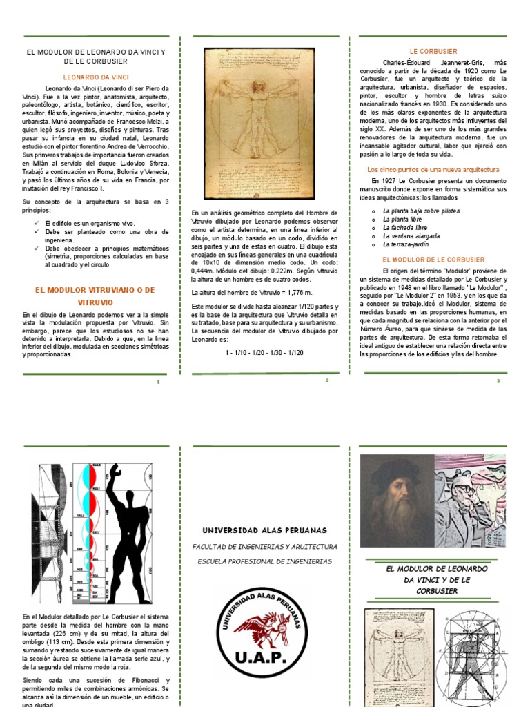 Triptico de El Modulor | PDF | Leonardo Da Vinci | Medios de arte