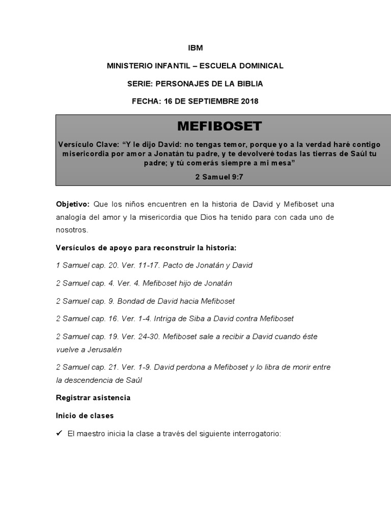 Clase Mefiboset | PDF | David | Saulo
