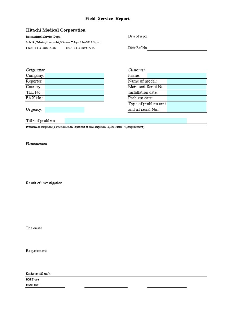 Hitachi Field Service Report | PDF